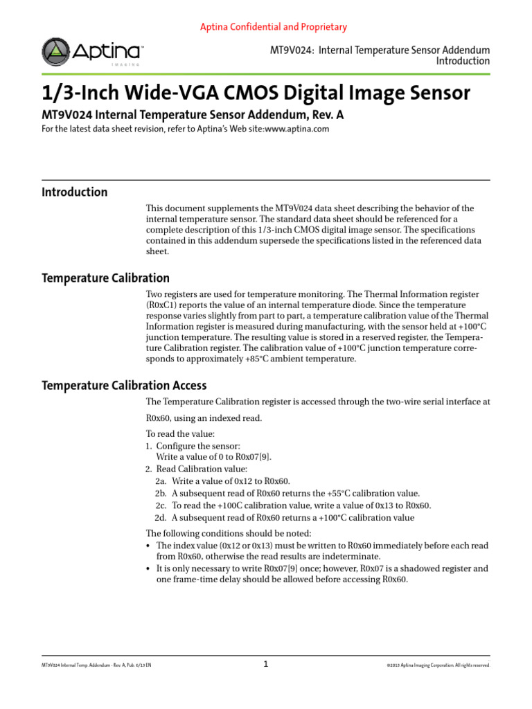 CMOS Sensor Temp. Calibration Guide | PDF | Temperature | Sensor