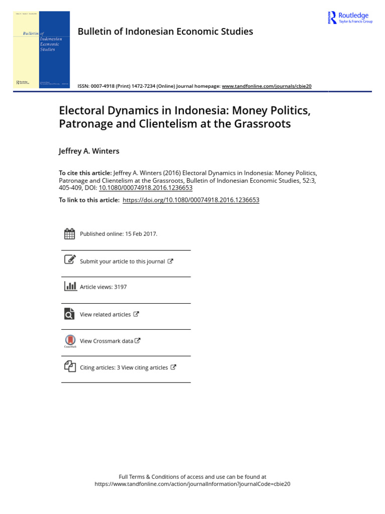 Electoral Dynamics in Indonesia Money Politics Patronage and ...