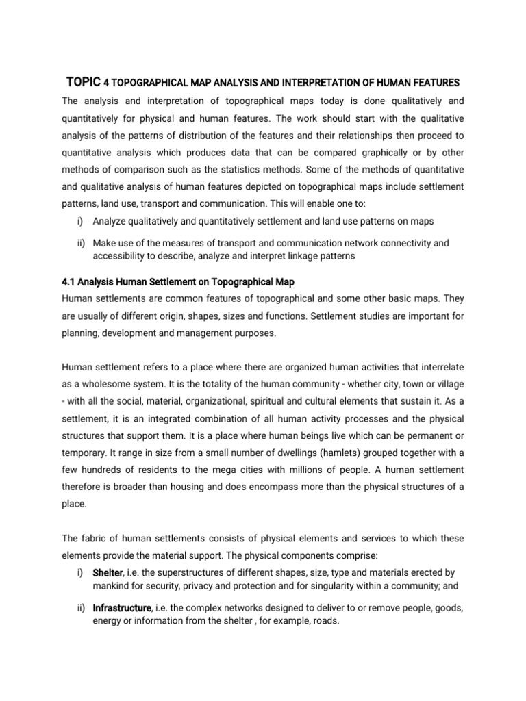 Topic 4 Topographical Map Analysis and Interpretation of Human Features ...