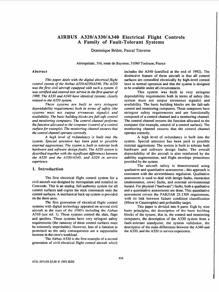 AIRBUS A320 A330 A340 Electrical Flight Controls - A Family of Fault-Toleran | PDF | Aircraft ...