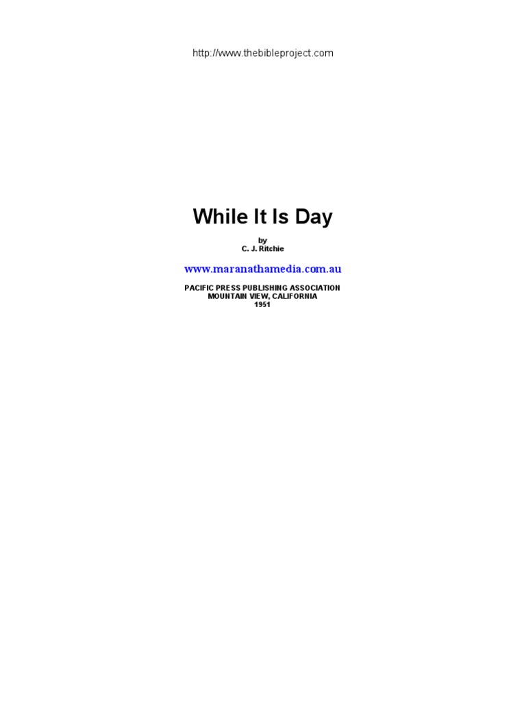 While It Is Day: by C. J. Ritchie | PDF | John The Baptist | Christianity