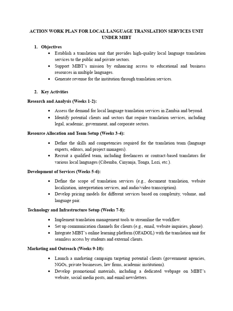 Local Language Translation Plan | PDF | Marketing | Translations