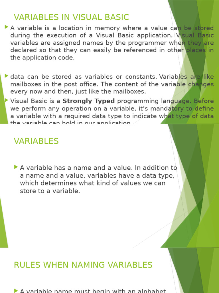 VARIABLES IN VISUAL BASIC New | PDF | Variable (Computer Science ...