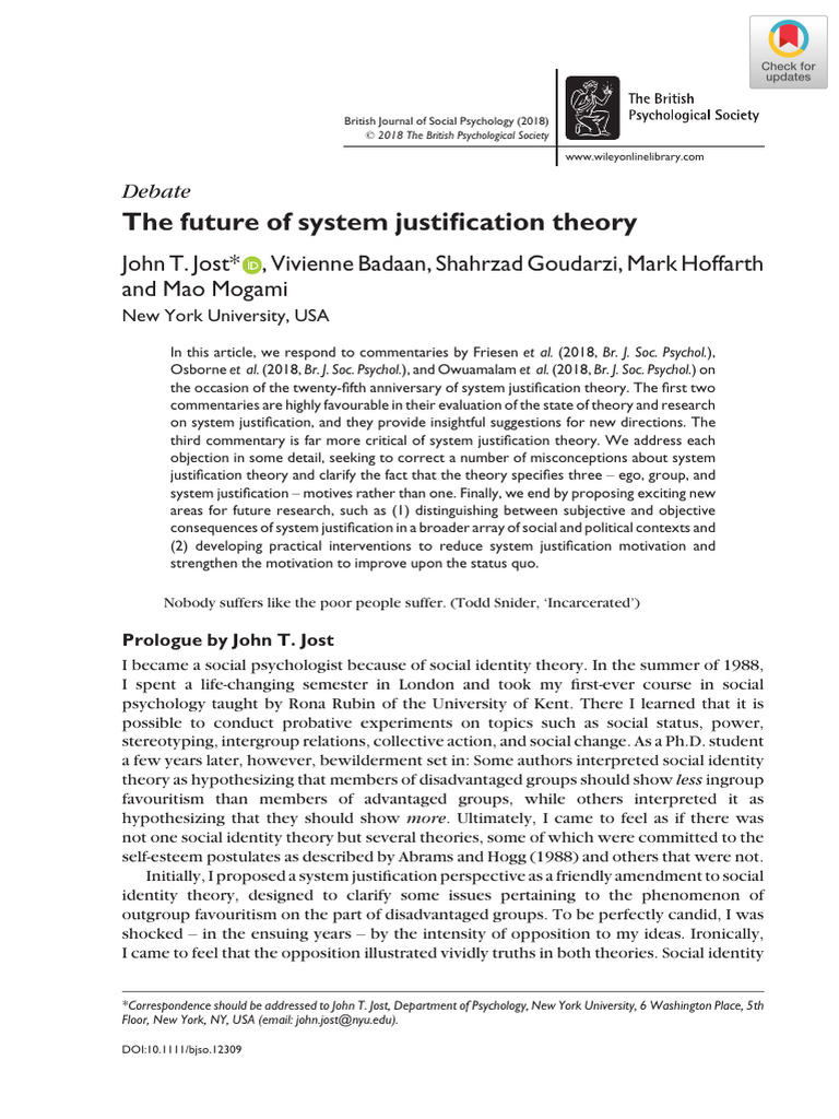 Future of System Justification Theory | PDF | Liberal Arts Education | Cognition