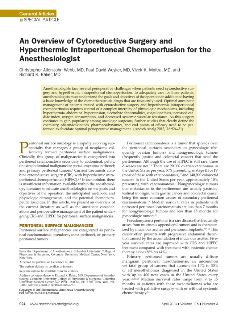 An Overview of Cytoreductive Surgery And.26 | PDF | Clinical Medicine ...