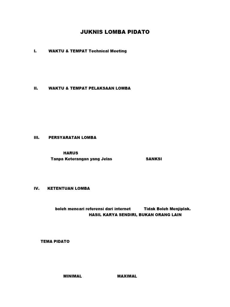 Juknis Lomba Pidato Bulan Bahasa | PDF