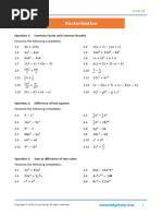 Gr9 Maths Factorisation MEMO | PDF | Mathematics | Arithmetic