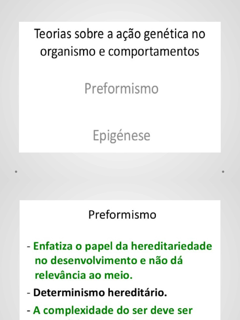 Preformismo e Epigenese | PDF