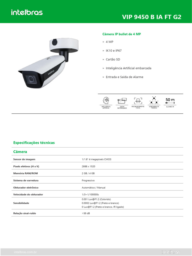 Novo Datasheet - VIP 9450 B IA FT G2 - 1 | PDF | Câmera | Abertura