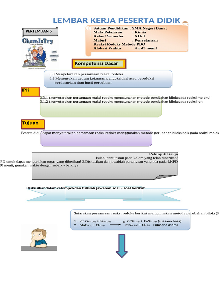 LKPD_Penyetaraan reaksi redoks metode PBO | PDF