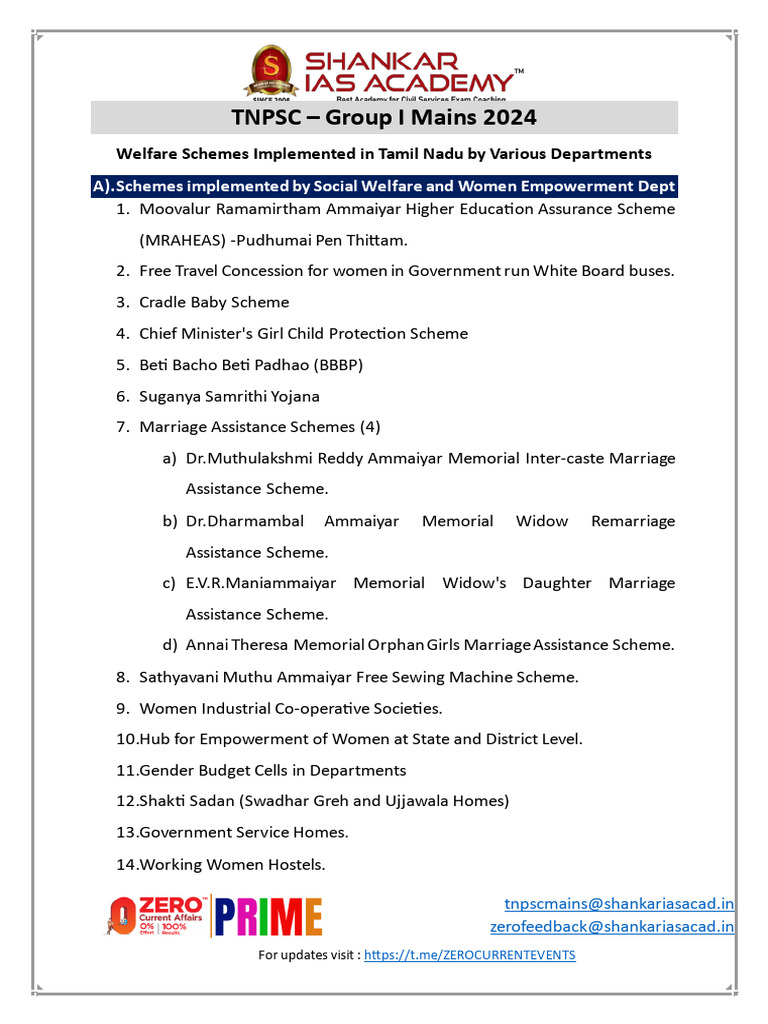 Women Welfare Schemes in Tamil Nadu | PDF | Hiv/Aids