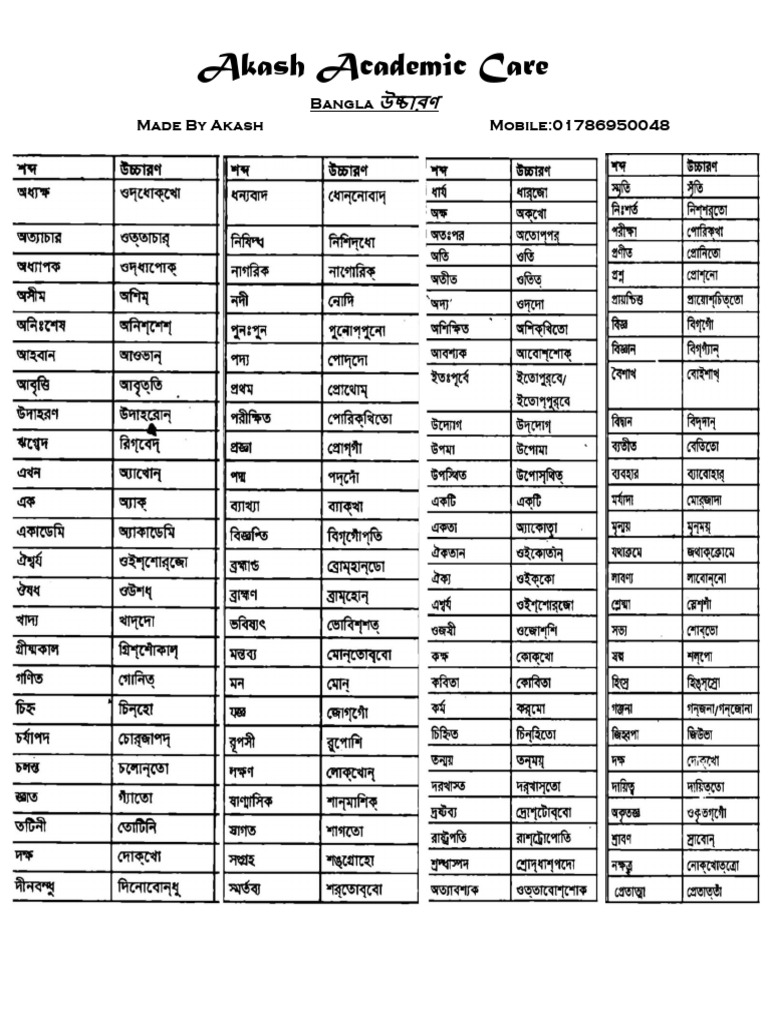 HSC Bangla Pronunciation Guide | PDF