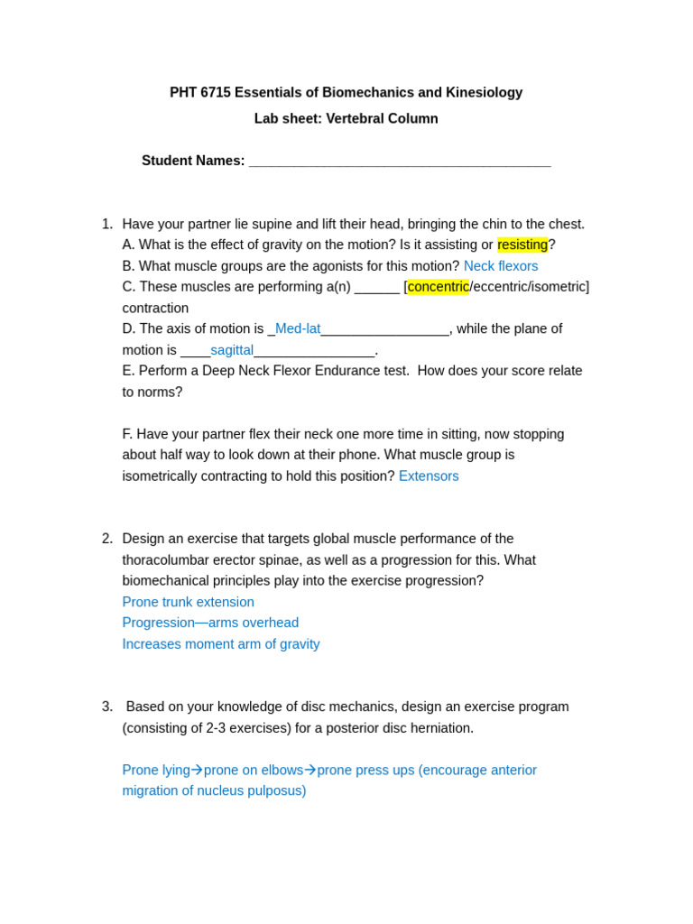 Lab - Spine | PDF | Anatomical Terms Of Motion | Pelvis