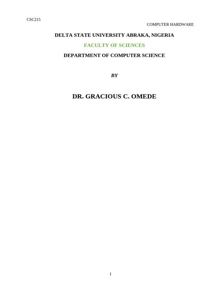 CSC215 COSMAT | PDF | Random Access Memory | Central Processing Unit