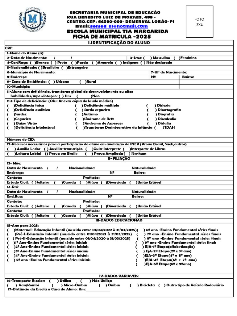 FICHA DE MATRICULA-2025 | PDF