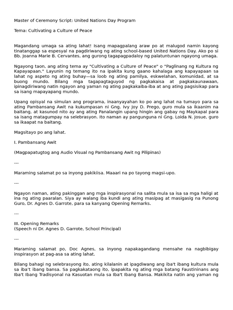 Master of Ceremony Script | PDF