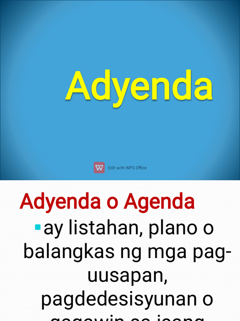 Filipino 12 Topic Adyenda Katitikan | PDF