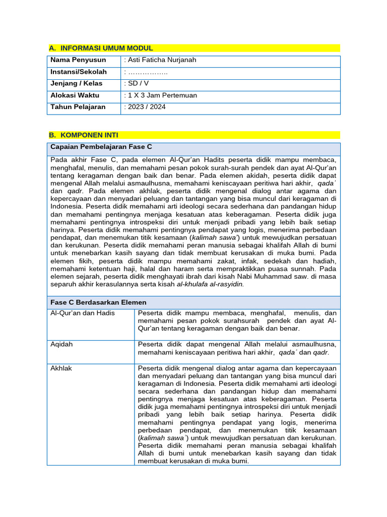 Modul Ajar Kelas 5 Materi Ibadah Haji | PDF