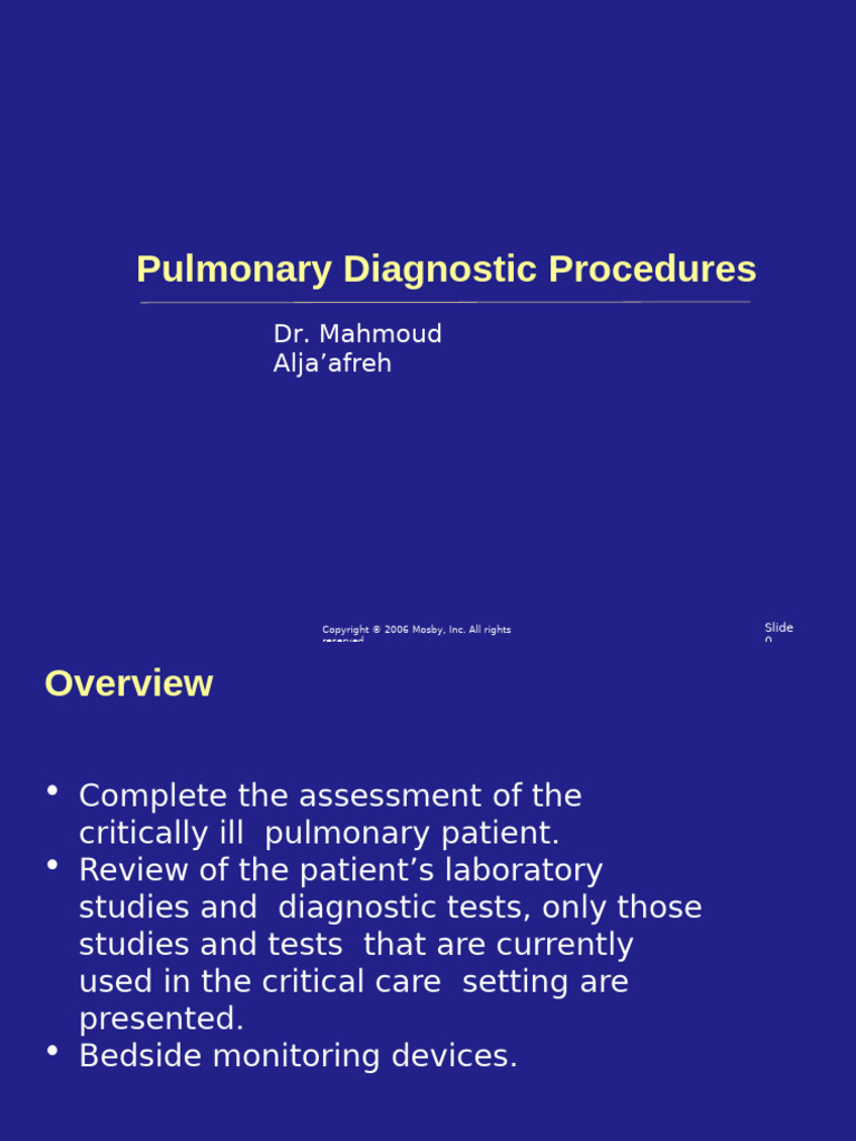 3 Pulmonary Diagnistic Procedures | PDF | Lung | Bicarbonate