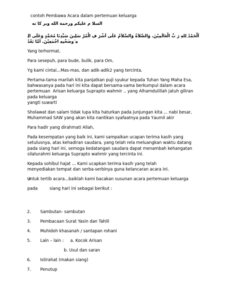 MC Arisan Suprapto 1 | PDF