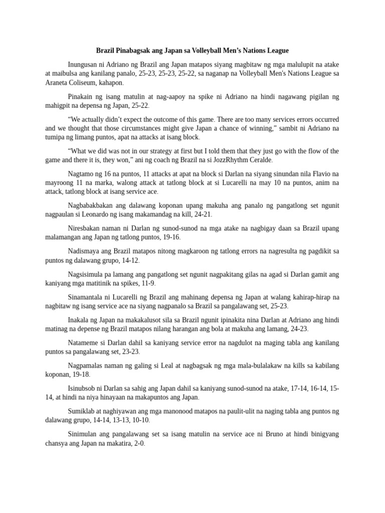 Sports Article Example #1 | PDF