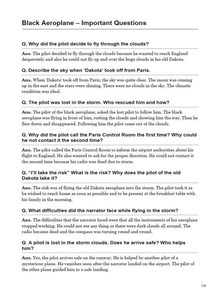 Black Aeroplane: Key Questions & Answers | PDF | Airplane | Aviation