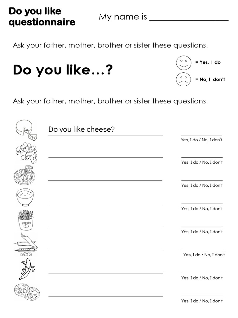 Do You Like Questionnaire Bde | PDF | Language Arts & Discipline