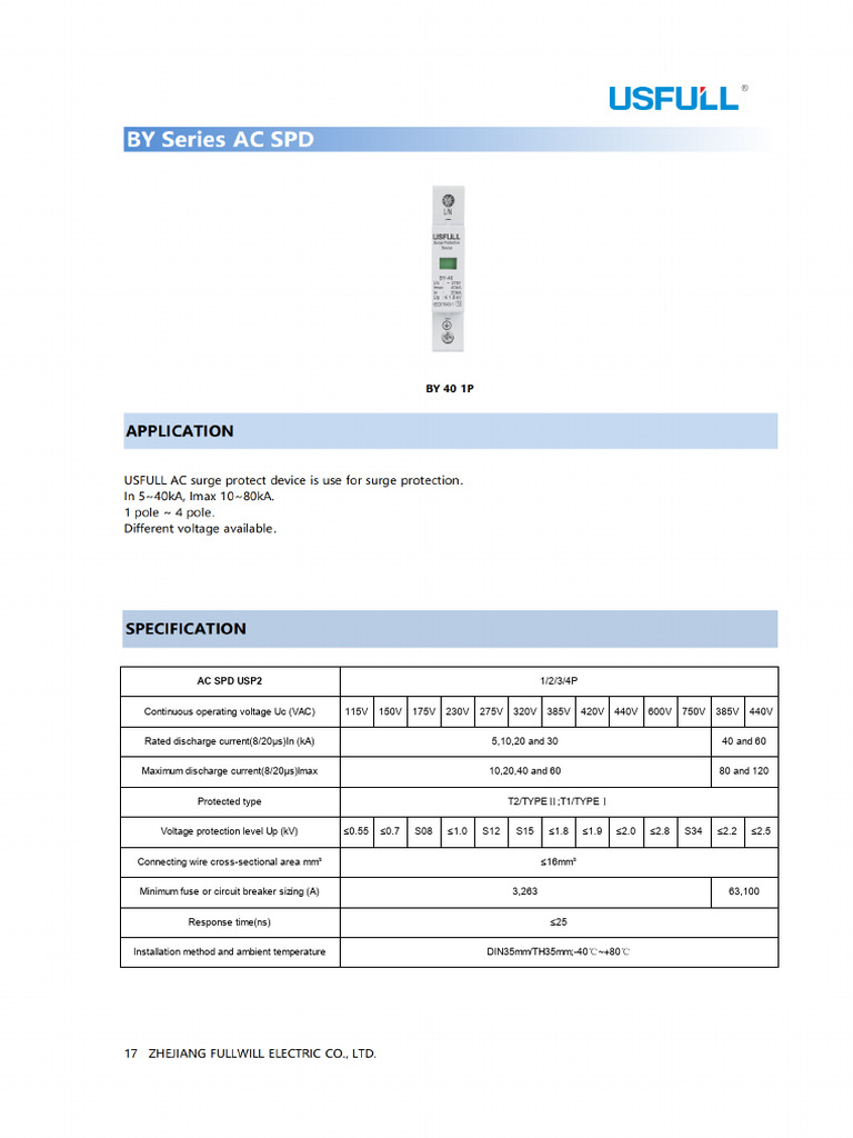 Fiche technique USFULL AC SPD (1) | PDF