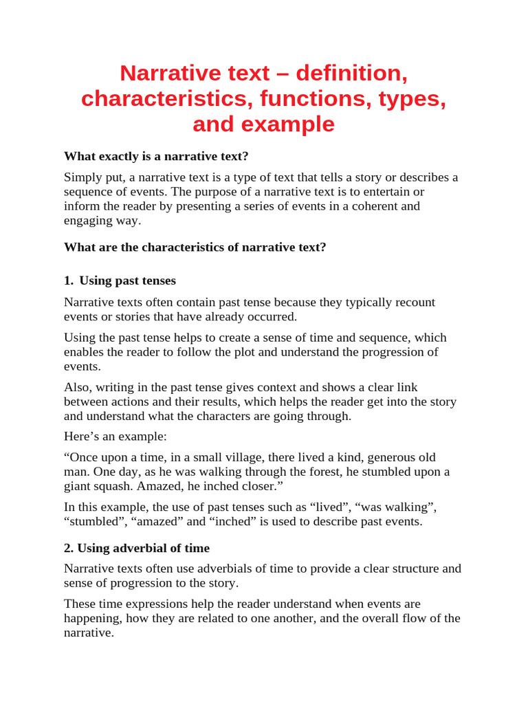 Penjelasan Narative Text Kelas X | PDF | Narrative | Adjective