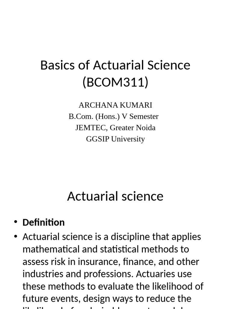 Basics of Actuarial Science Overview | PDF | Actuarial Science | Interest