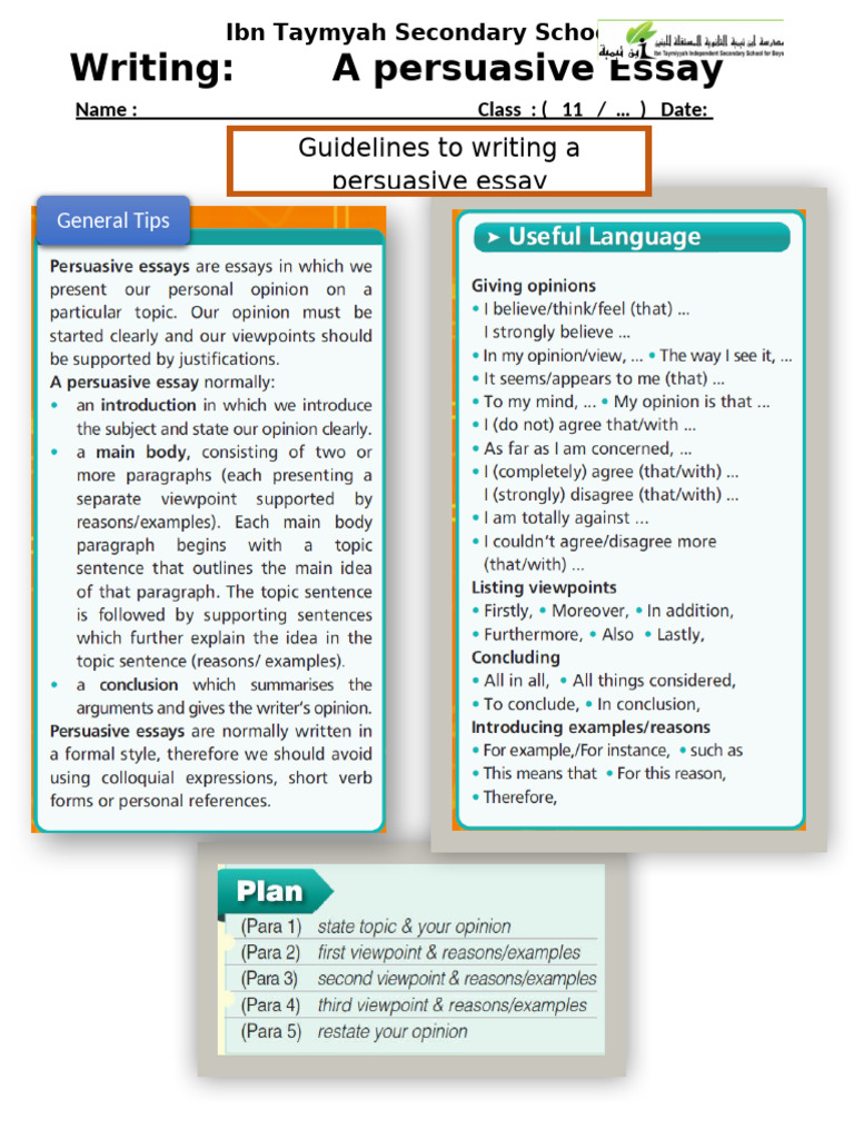 Writing Persuasive Essay Writing Creative Writing Tasks - 111504 | PDF ...