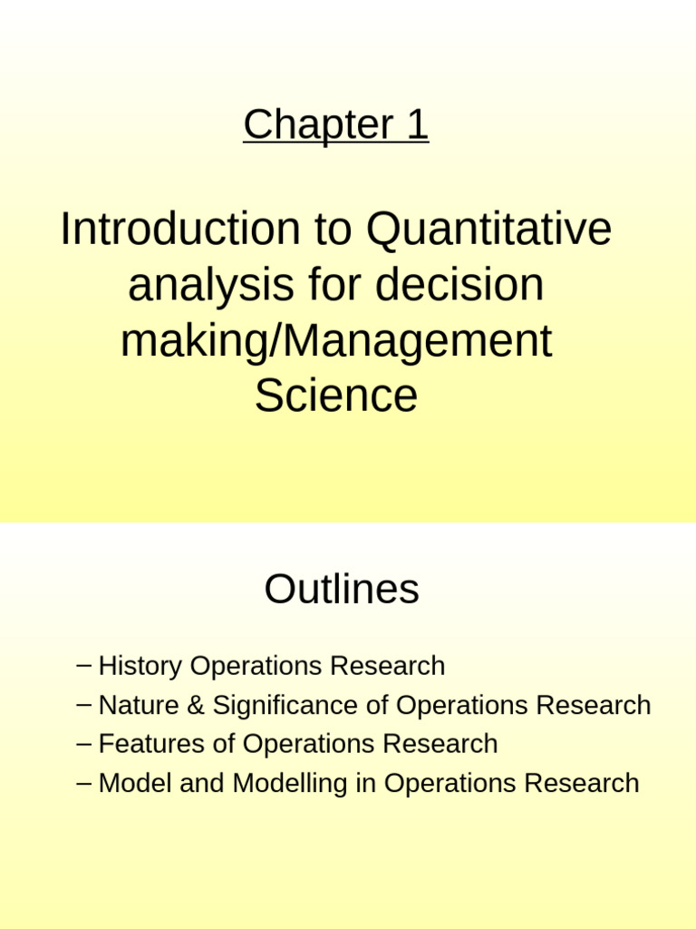 Chapter 1 Overviwe of Quantitative method | PDF | Operations Research | Scientific Method