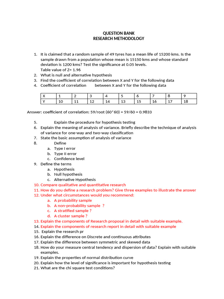 Questionbank RM | PDF | Analysis Of Variance | Sampling (Statistics)