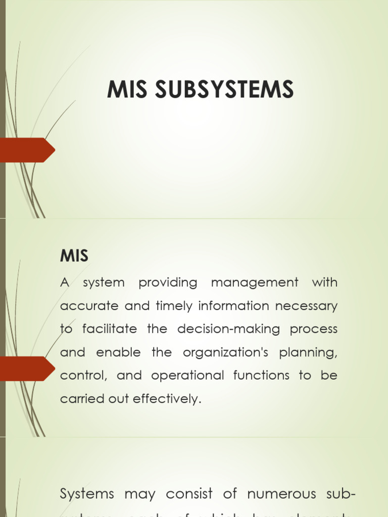 Lecture 2 - MIS SubSystems | PDF | Decision Support System | Supply Chain
