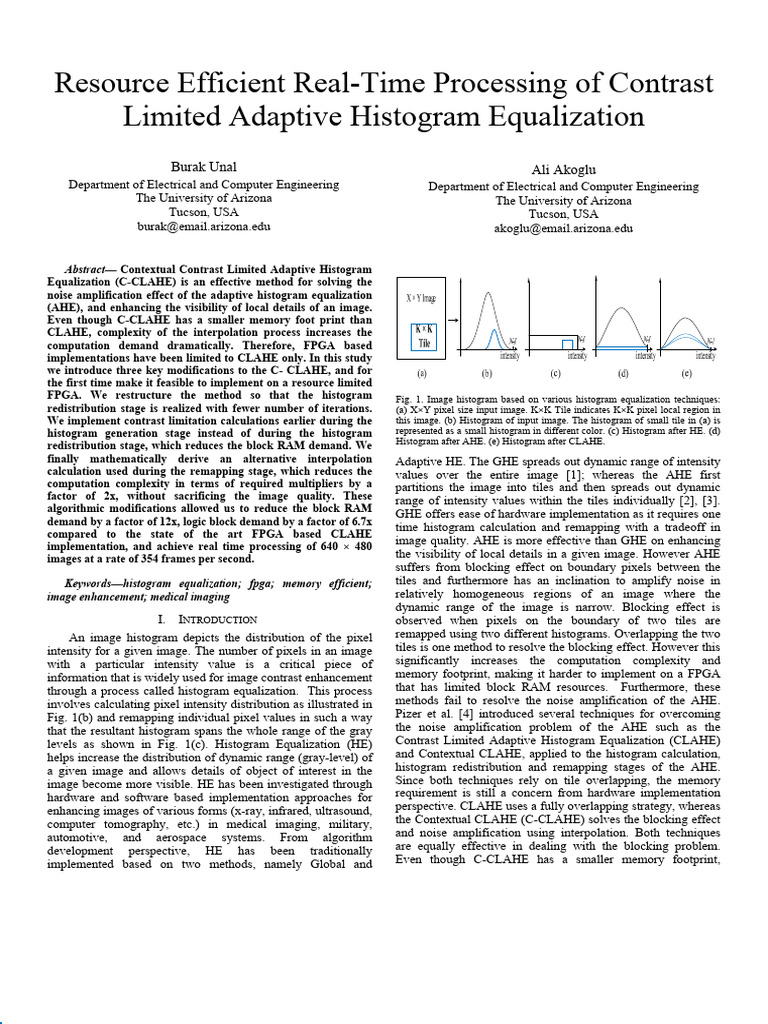 C_CLAHE_FPGA | PDF | Imaging | Multidimensional Signal Processing