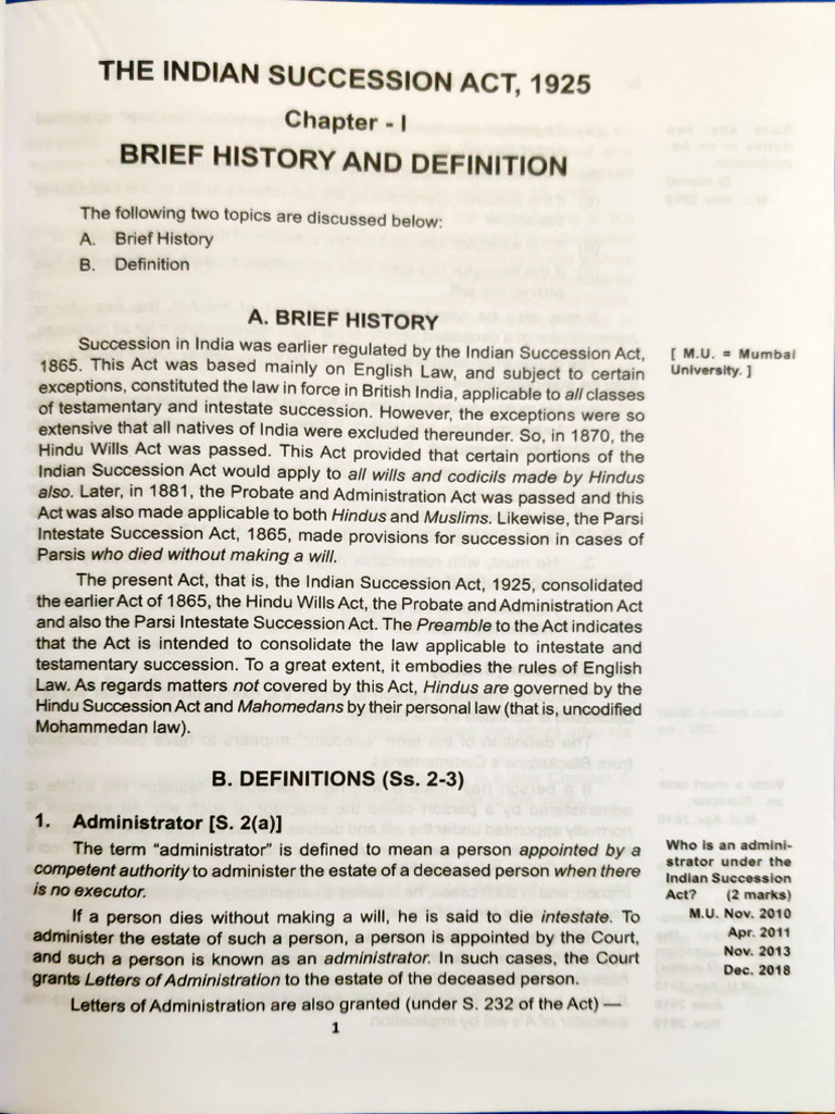 Indian Succession Act (PG 125) | PDF