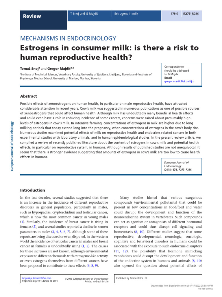 Estrogens in Consumer Milk: Is There A Risk To Human Reproductive ...