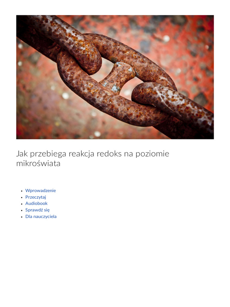 Jak Przebiega Reakcja Redoks Na Poziomie Mikroswiata | PDF