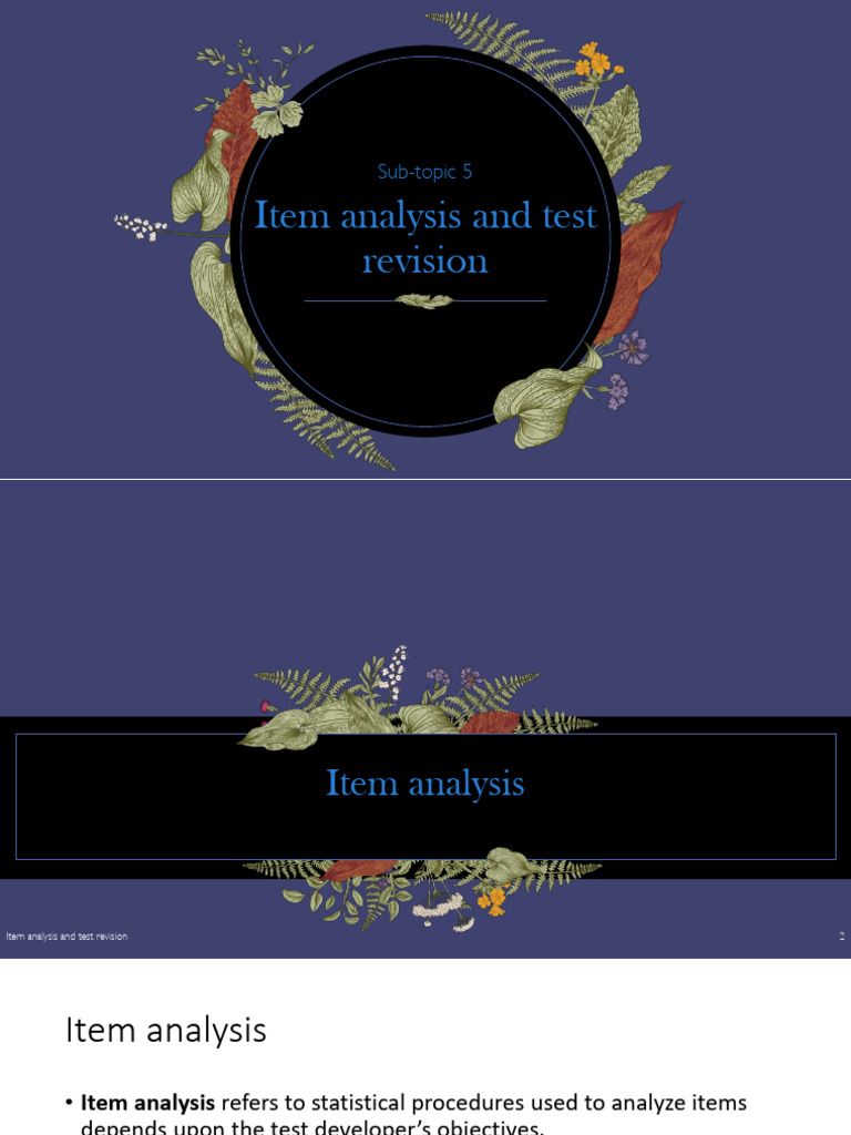 Item Analysis & Test Revision Guide | PDF | Validity (Statistics ...