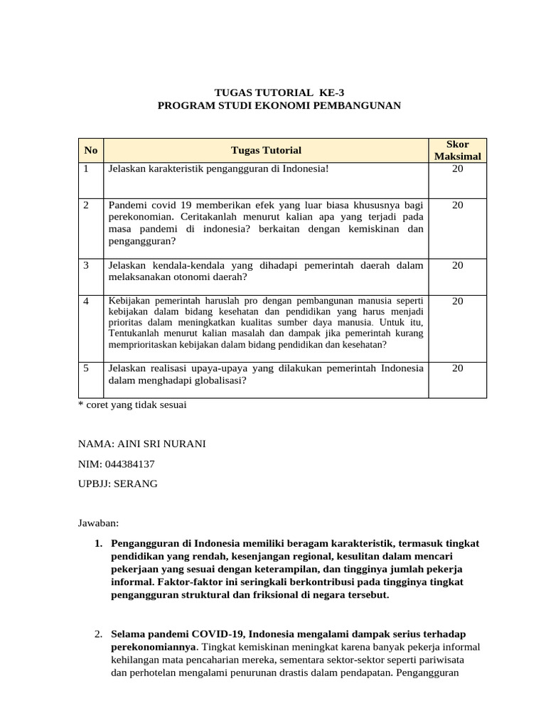 Soal Tugas 3 Salinan | PDF | Ilmu Sosial