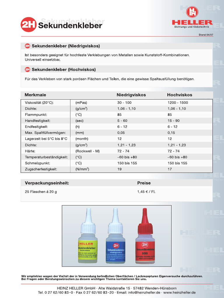 Heller 2H Sekundenkleber | PDF