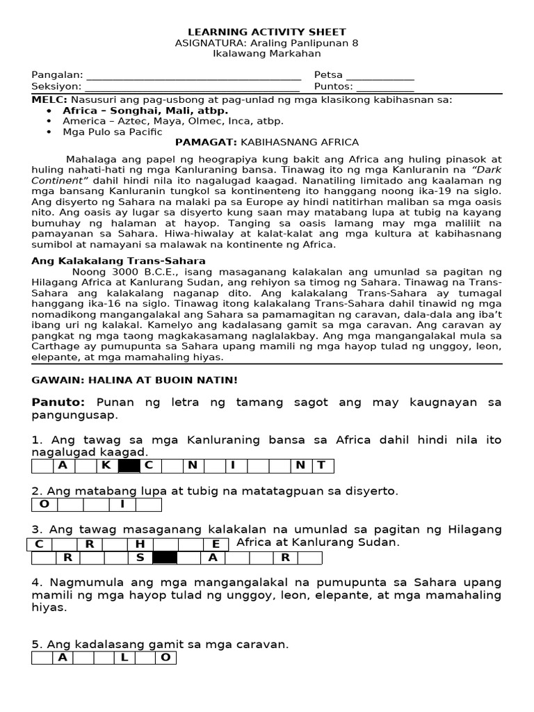 G8 AP Q2 W4 Africa | PDF