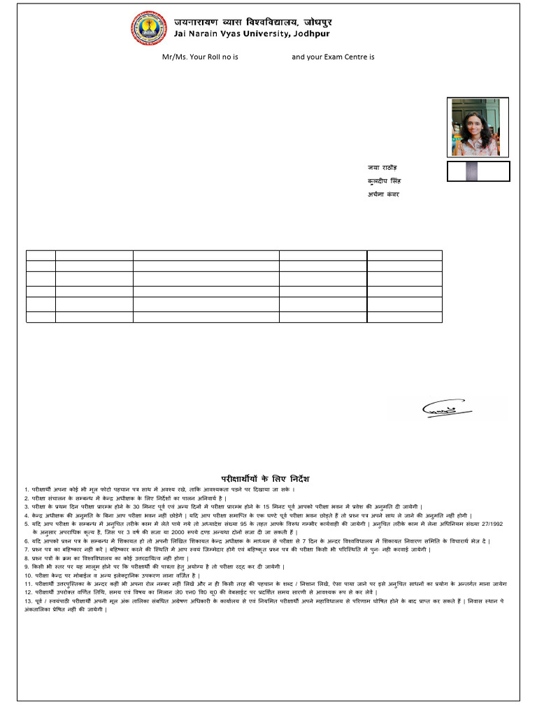 Admit Card | PDF
