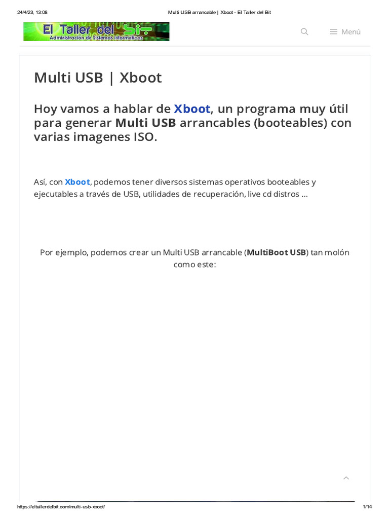 Multi USB Arrancable - Xboot - El Taller Del Bit | PDF | Arranque | Tecnología de sistema operativo