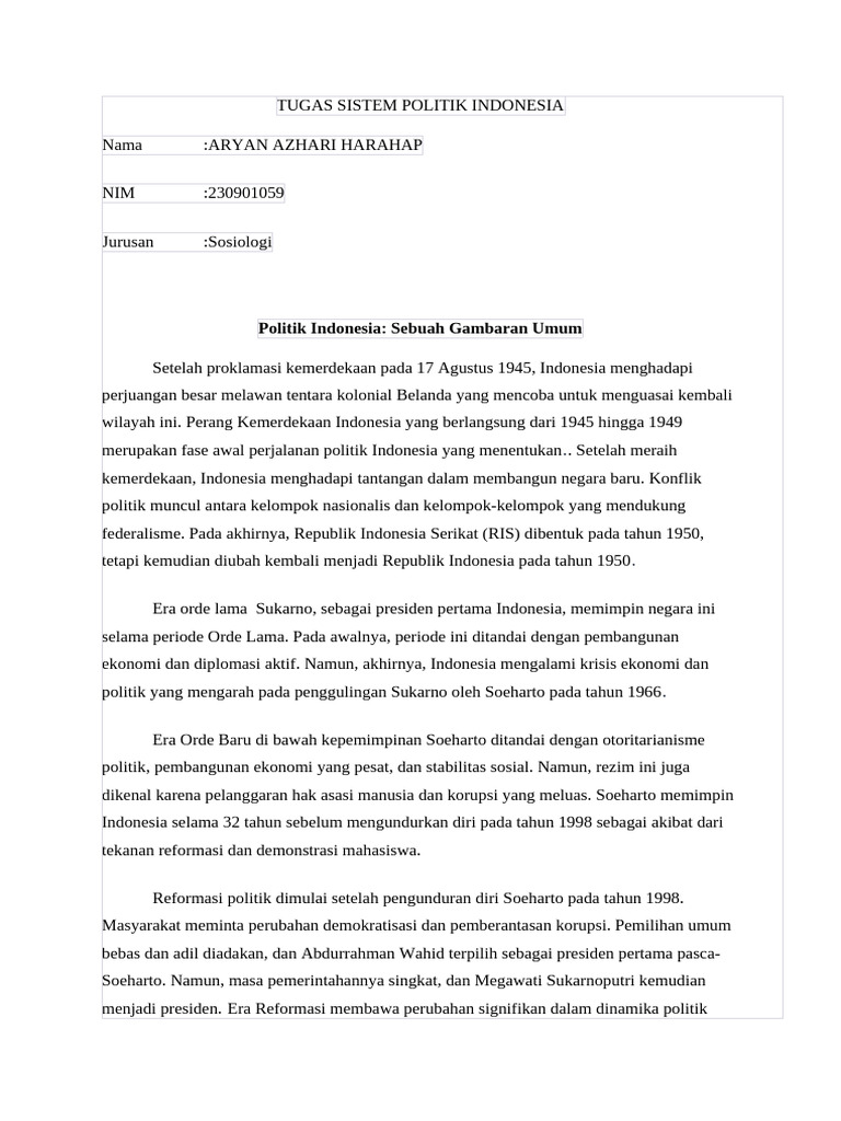 Tugas Sistem Politik Indonesia | PDF
