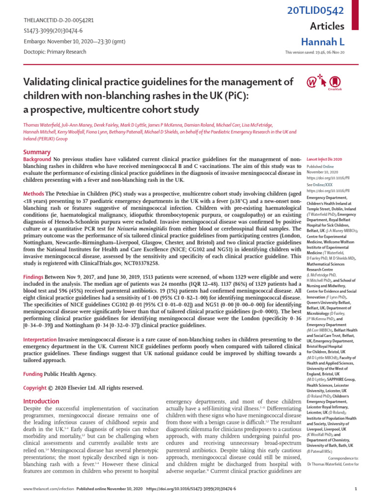 PIC study Lancet | PDF | Microbiology | Clinical Medicine