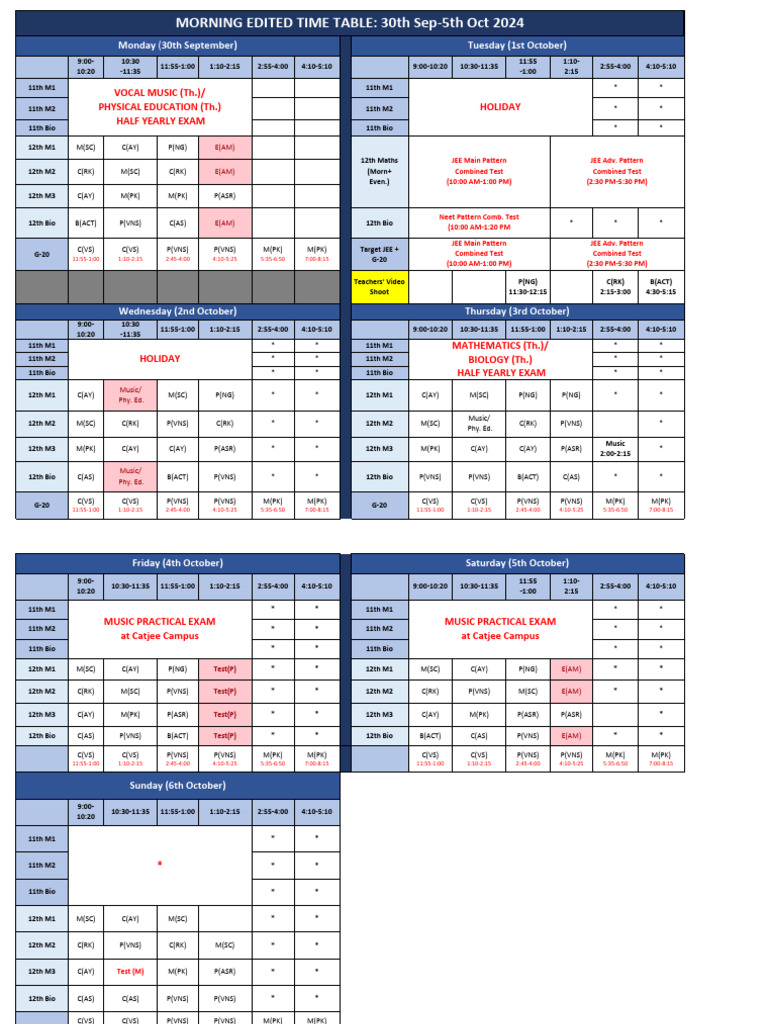 Timetable 30 Sep-5 Oct | PDF
