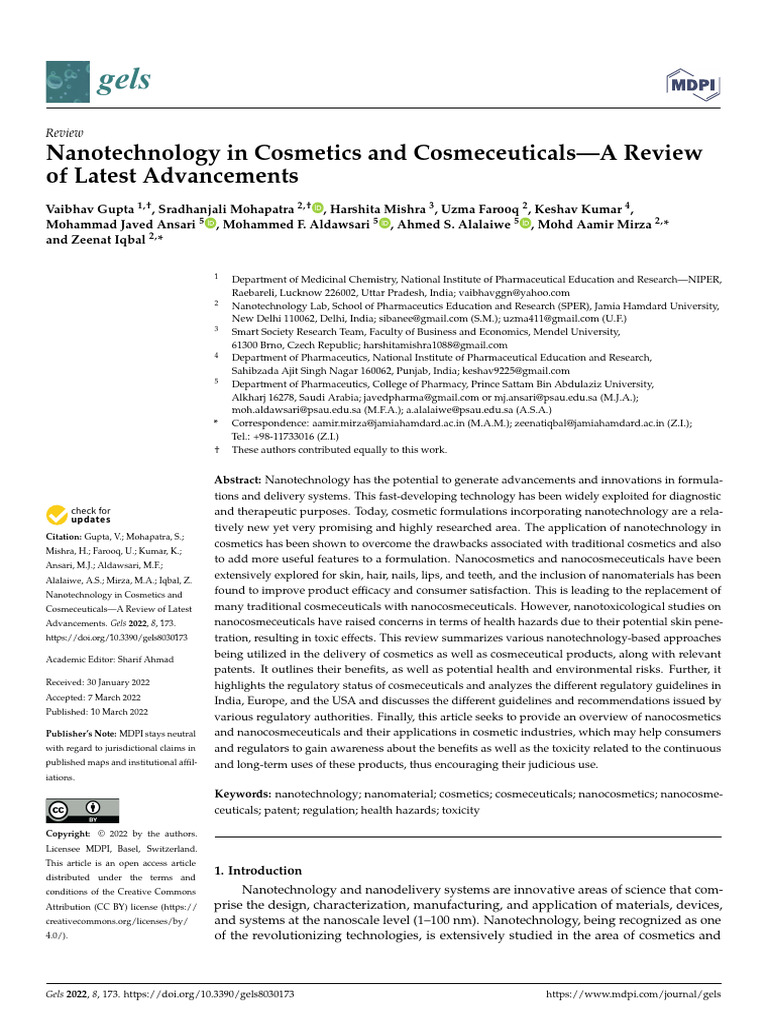Nanotechnology in Cosmetics | PDF | Sunscreen | Titanium Dioxide