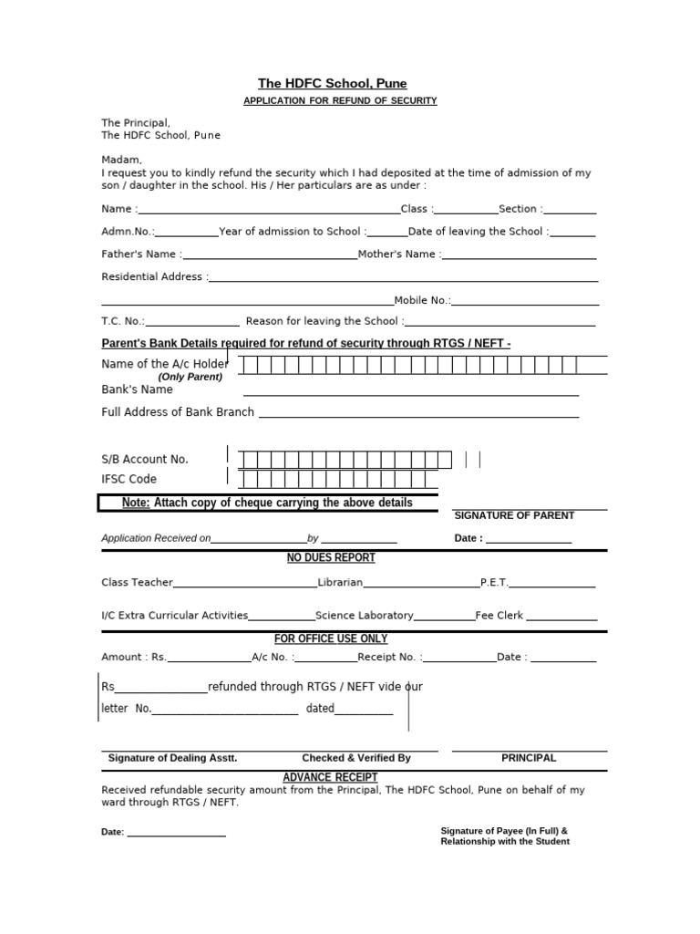 Security form for refund | PDF