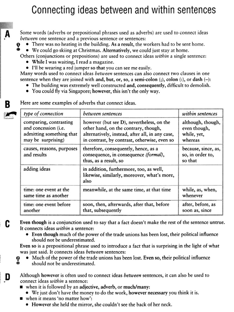 Connecting Ideas in Sentences | PDF | Adverb | Sentence (Linguistics)